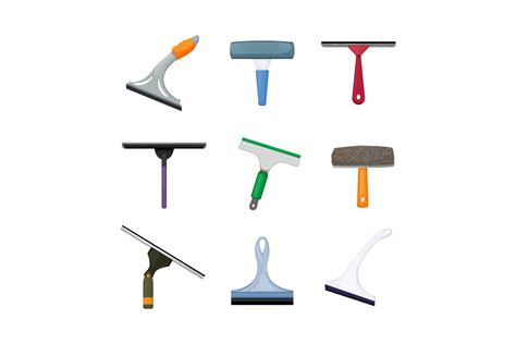 Squeegee Glass Cartoon Icons Set Vector Graphic By Pikepicture
