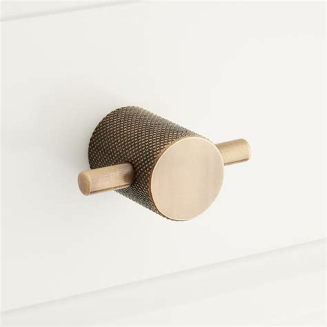 Calix Knurled Brass Cabinet T Knob