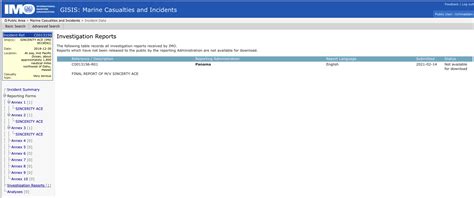 Imo Gisis Sincerity Ace Maritime Safety Innovation Lab Llc