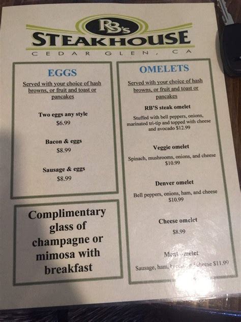 Rbs Steakhouse Menu In Lake Arrowhead Ca Order Delivery And Reviews