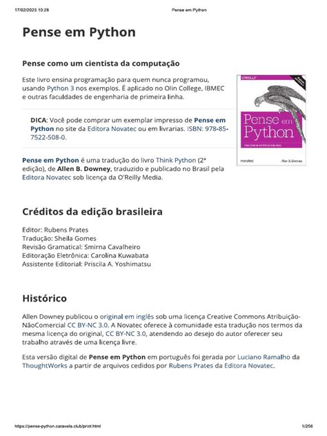 Pense Em Python Livro Python Pdf
