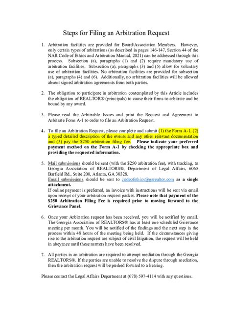 Fillable Online Steps For Filing An Arbitration Request Fax Email Print Pdffiller