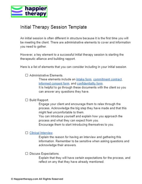 Initial Therapy Session Template Happiertherapy