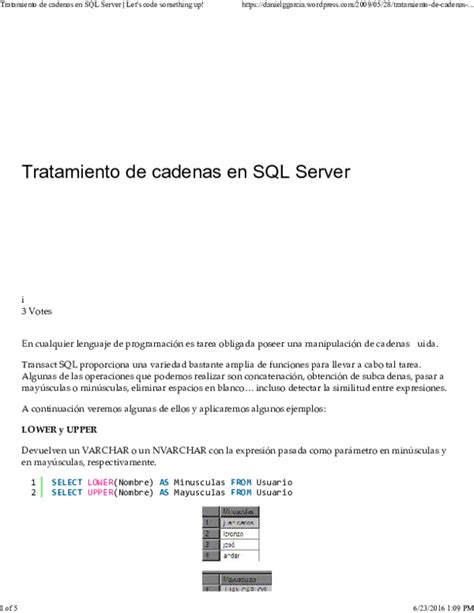 Pdf Tratamiento De Cadenas En Sql Server Lets Code Something Up