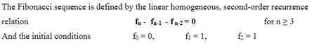 The Fibonacci Sequence Is Defined By The Linear