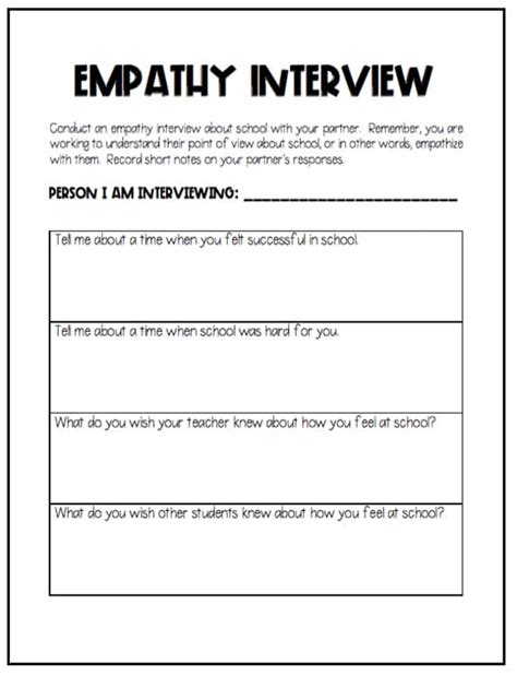 Classmate Empathy Interview Sheets By Holz House Tpt