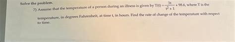 Solved Olve The Problem 7 Assume That The Temperature Of A