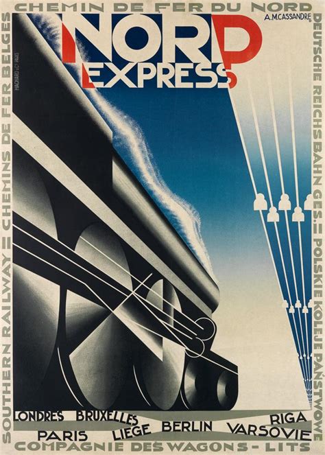 Lot Adolphe Mouron Cassandre 1901 1968 Nord Express 1927 41x29 Inches 105x75 Cm Hachard