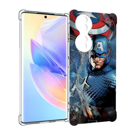 Чехол-бампер MyPads для Honor 70 с рисунком Комикс-капитан-Америка ...