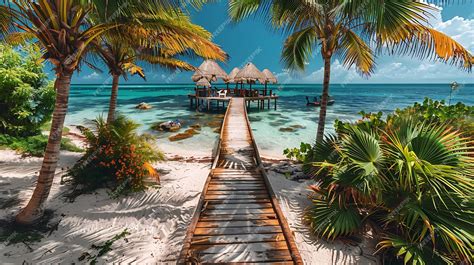 Exotic Paradise Travel Tourism And Vacations Concept Tropical Resort