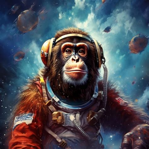 Premium Ai Image Ape Astronaut In Spacesuit With Galaxy Background