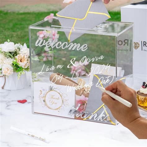 Royaldecor Personalized Acrylic Card Box With Gold Mirror