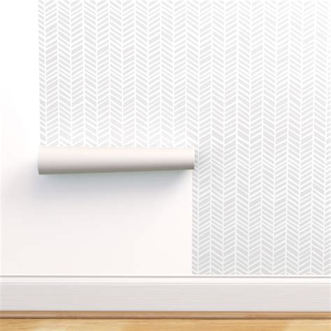 Peel And Stick Wallpaper Swatch Herringbone Light Gray White Neutral