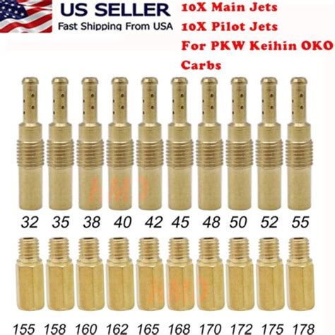 10pcs Carburetor Main Jets Kit And 10pcs Slow Pilot Jet For Pwk Keihin