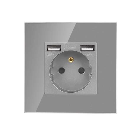 Bingoelec 220v Tempered Glass Usb Type C Port French Socket China Socket And Wall Socket