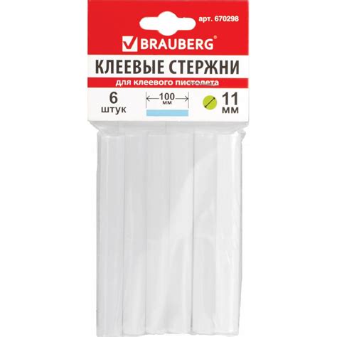 Клеевые стержни диаметр 11 мм длина 100 мм белые комплект 6 шт