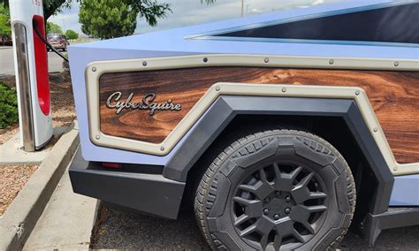 Surprise Tesla Cybertruck Looks Alright With A Retro Woodgrain Wagon Wrap
