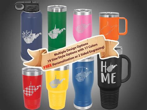 State Of West Virginia Engraved 30oz Stainless Steel Tumbler Home Is