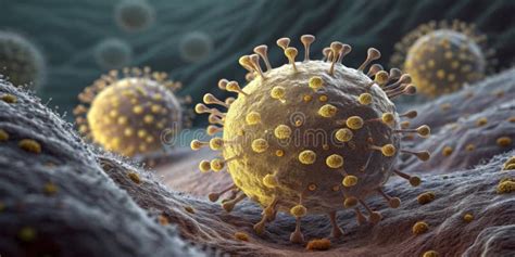 Detailed View Of Virus Structure Revealing Spikes And Surface Features
