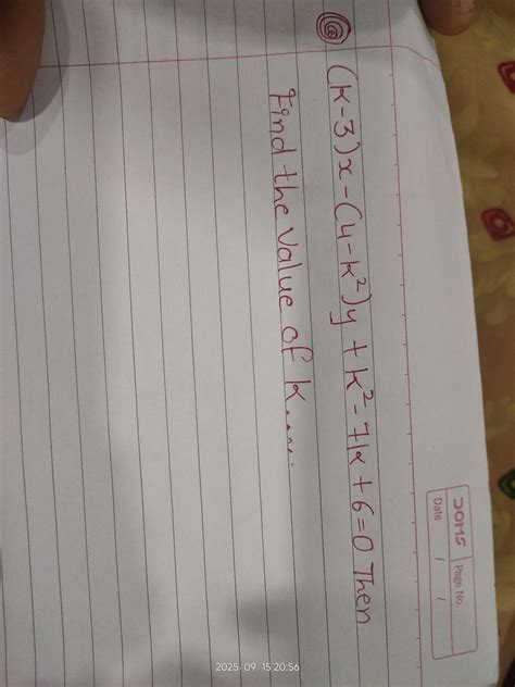 Find The Value Of K For The Equation K 3x 4 K2y K2 7k 6