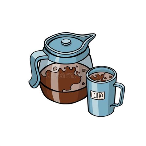 Coffee Pot And Cup Of Black Coffee Vector Stock Vector Illustration