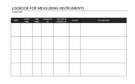 Logbook For Measuring Instruments Format Samples Word Document Download