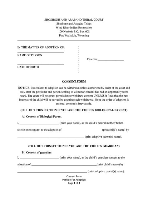 Fillable Online Lawyoming Petition For Adoption Consent Form Fax Email
