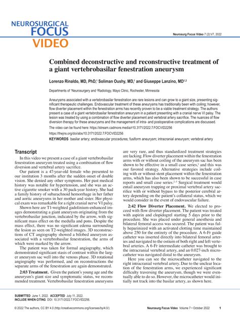 Pdf Combined Deconstructive And Reconstructive Treatment Of A Giant