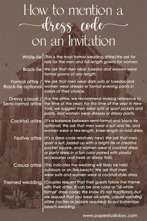 How To Mention A Dress Code On An Invitation Dress Code Wedding