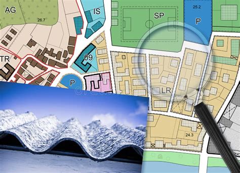 Mapping Roofing With Asbestos Containing Material Concept With A Magnifying Glass Against An