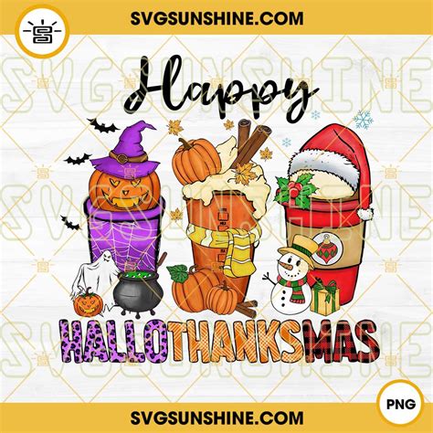 Pumpkin Coffee Happy Hallothanksmas Png File Designs