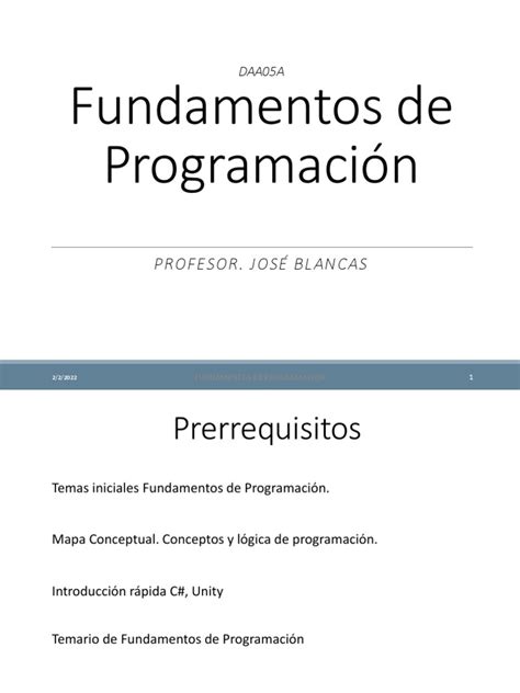 Fp Clase 1 Unitec 22 2 Fundamentos De Programación Pdf Lenguaje De Programación Algoritmos