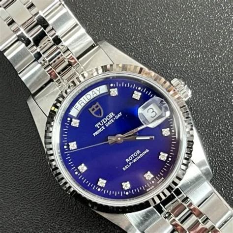 Tudor Prince Date Day 76214 Stainless Steel Blue Dealer Everywatch