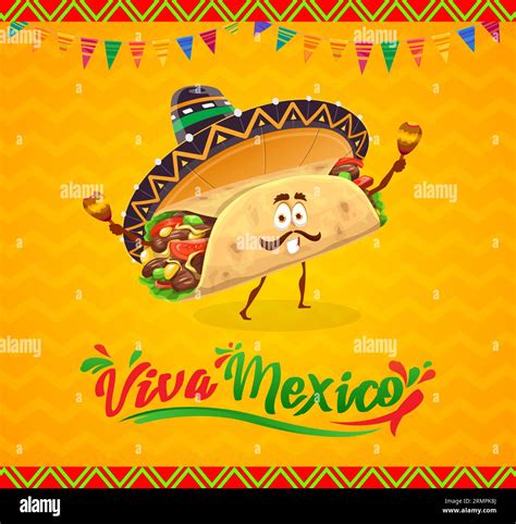 Cartoon Mexican Burrito Character Mexican Holiday Banner With Funny