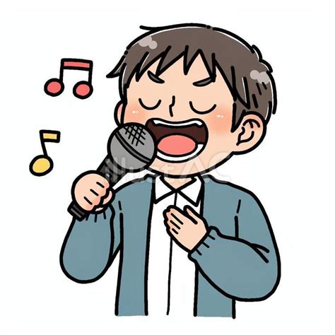 カラオケ 熱唱中の男性イラスト No 23566091｜無料イラスト・フリー素材なら「イラストac」