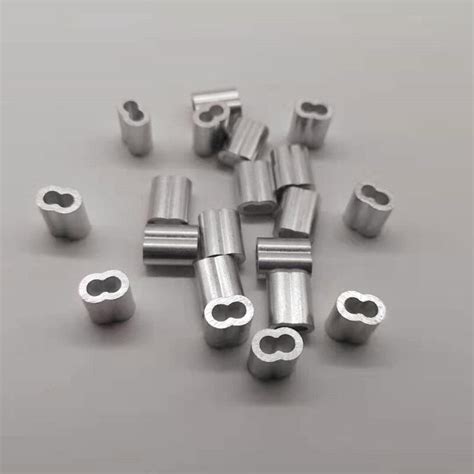 와이어 로프 크림프용 타원형 이중 구멍 알루미늄 슬리브 직경 4mm 50 개 리프팅 도구