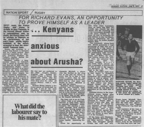 Dicky Evans Former Kenya Captain The Atlas Foundation