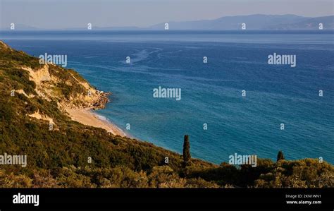 Koroni Beach Lonely Beach North Of The Island Cliff Blue Cloudless