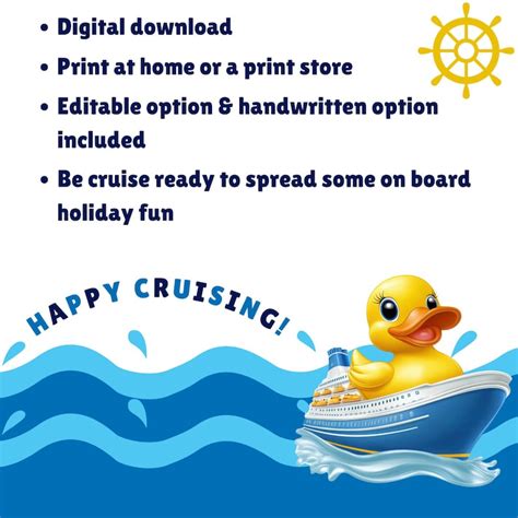 Printable Cruising Duck Tags Editable Template Digital Download Etsy