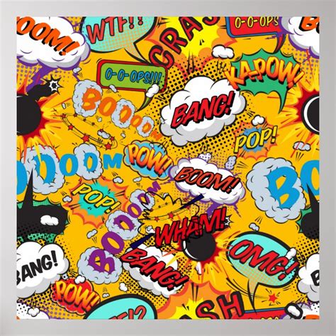Fun Retro Comic Book Pop Art Explosions Poster