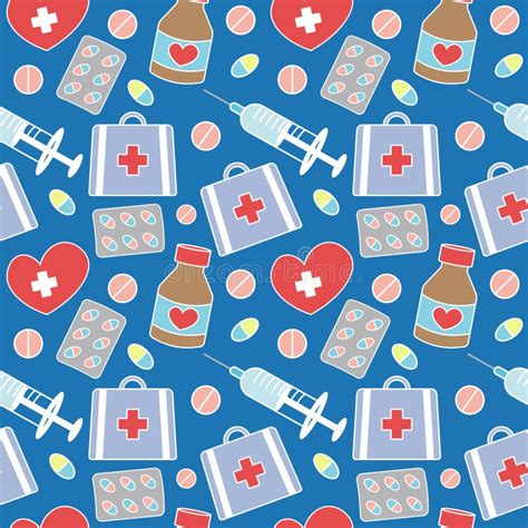 Medical Pattern With Color Elements Of Treatment Stock Vector Illustration Of Female