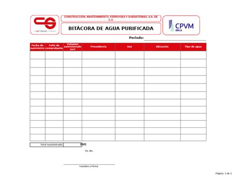 Bitácora De Agua Purificada S A C V Pdf