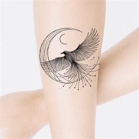 Raven Moon Tattoo Design Printable Bird Template Instant Download Etsy