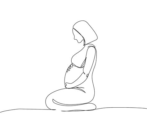 Premium Vector Pregnant Woman Sitting And Stroking Her Belly One Line