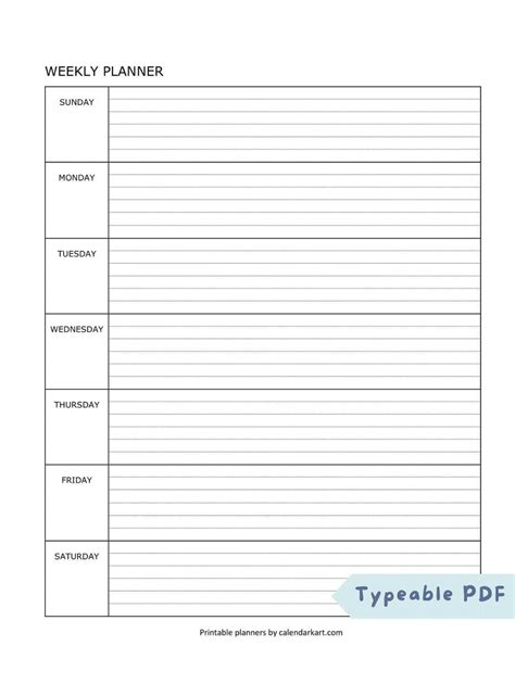 Free Printable Weekly Calendar Templates For Easy Planning