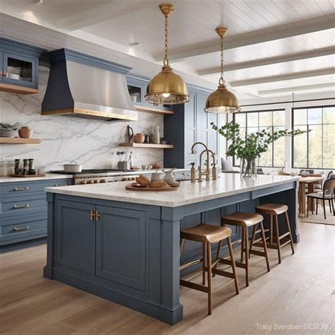 Navy Blue Kitchen Cabinets Brass Hardware At Noah Bugnion Blog
