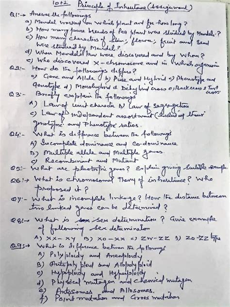 Principal Of Inheritance Assignment Pdf