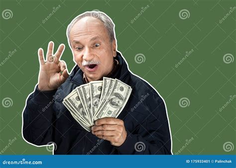 Senior Gentleman Holding A Stack Of Money Stock Image Image Of