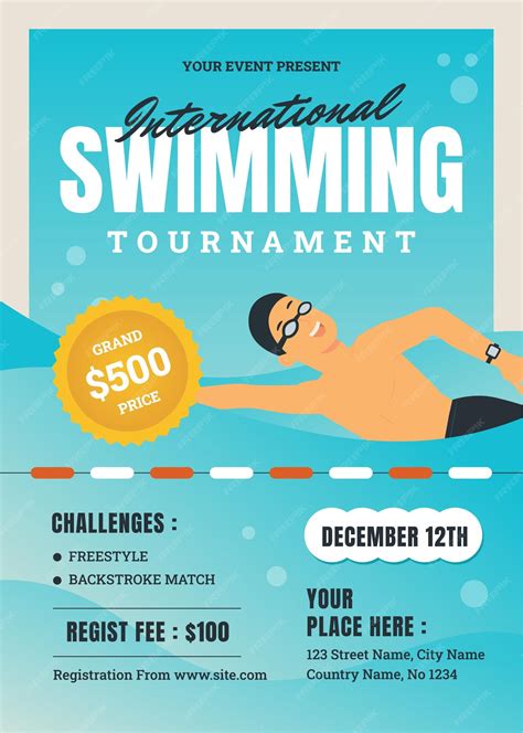 Premium Vector Swimming Square Flyer Template
