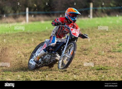 Max Paul Bloomfield Racing In A Grasstrack Motorcycle Race Donut